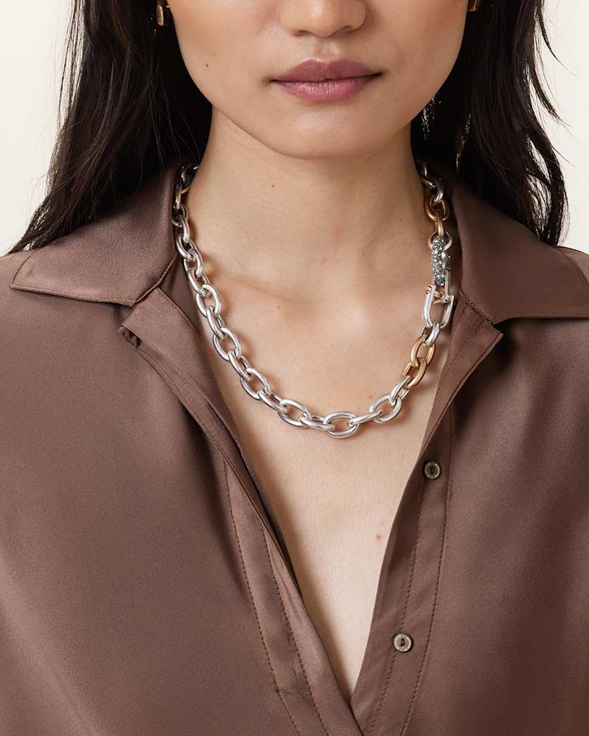 Cadence Two Tone Chain Necklace WARM SILVER MIX | ALLSAINTS